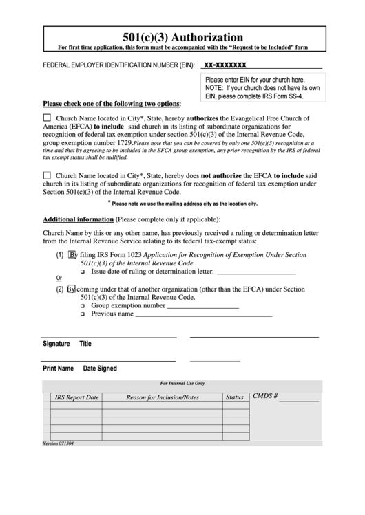 Printable 501C3 Form