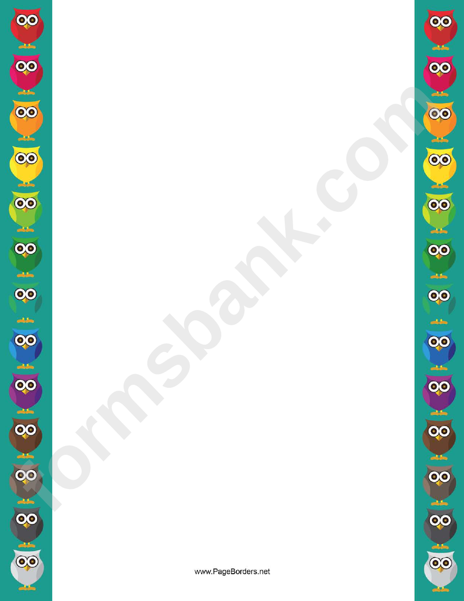 Colorful Owl Border printable pdf download