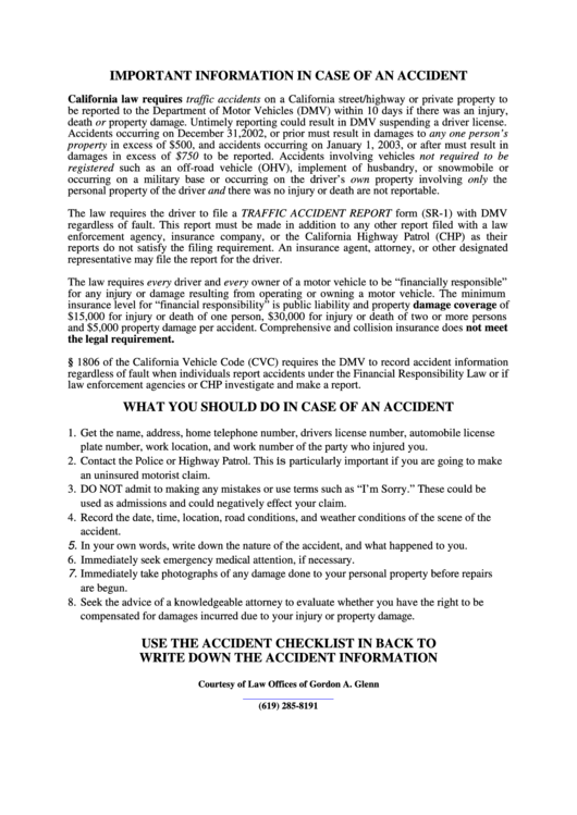 Accident Checklist printable pdf download