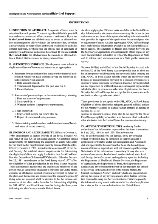 Affidavit Of Support Form I 134 Printable Pdf Download