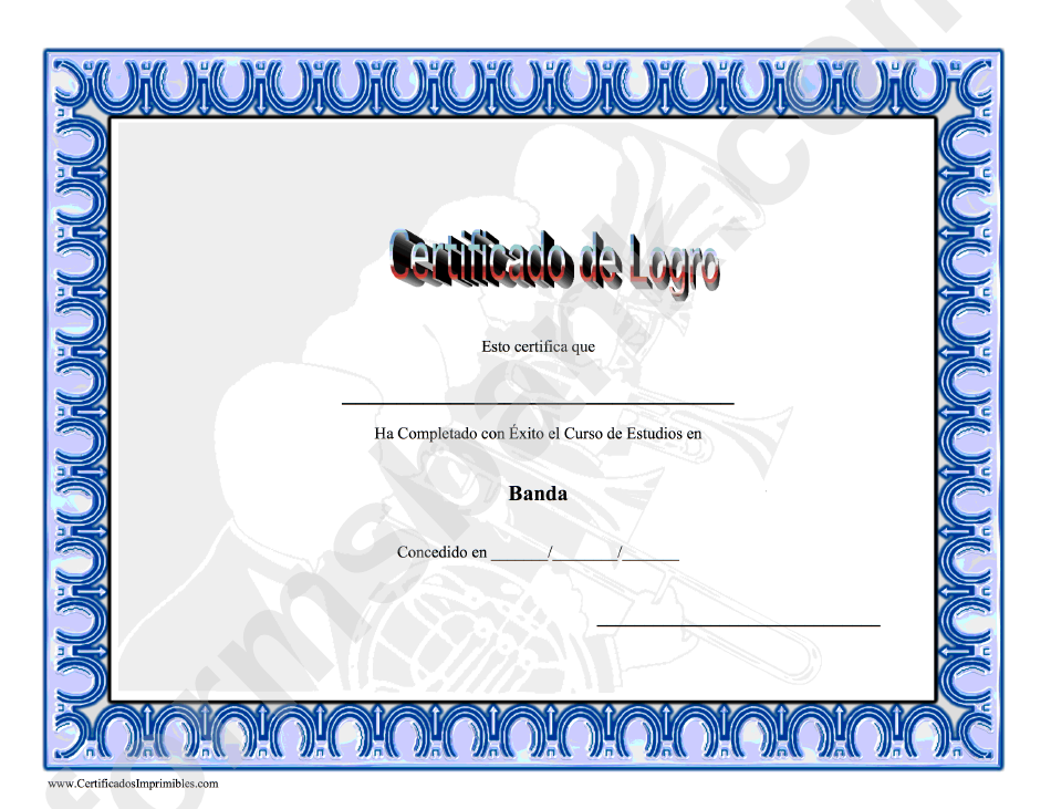 Band Certificate Of Achievement Template Printable Pdf Download