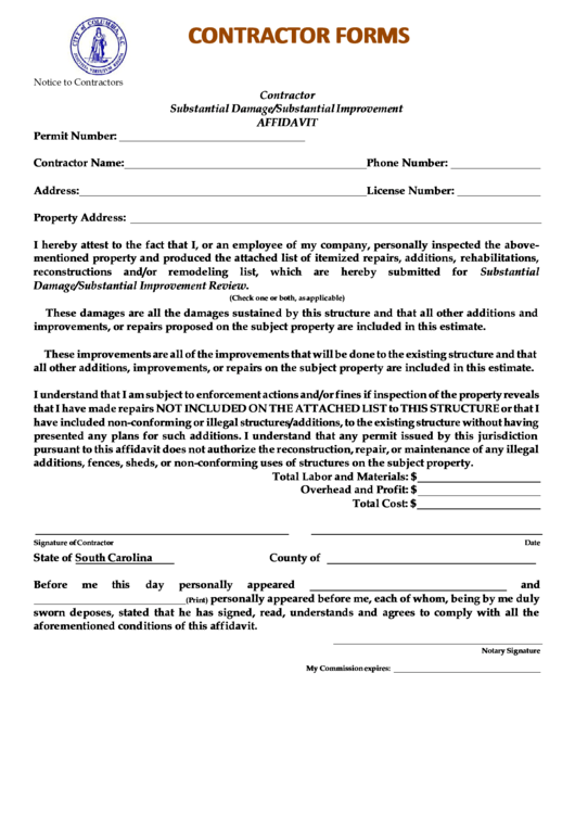 South Carolina Contractor Substantial Damage/substantial Improvement ...