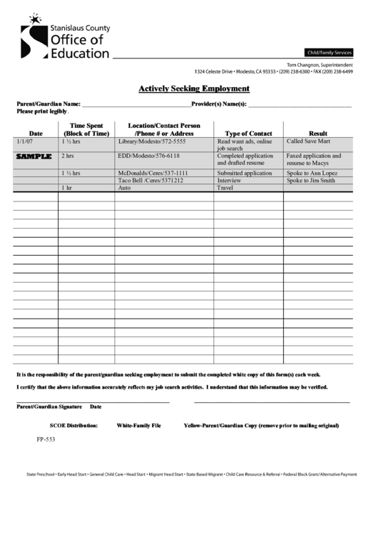 Actively Seeking Employment printable pdf download