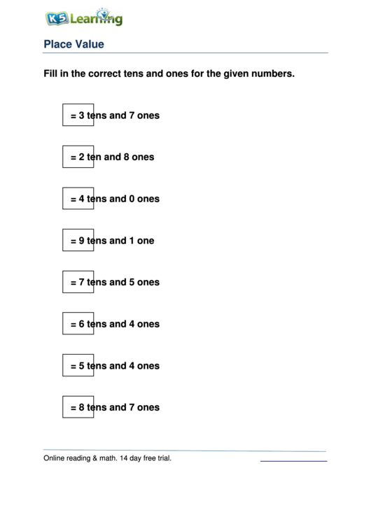 Combining Place Value Worksheet B5 printable pdf download