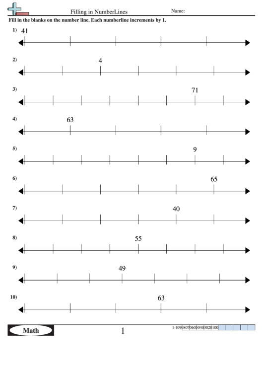 Filling In Numberlines Worksheet With Answer Key printable pdf download