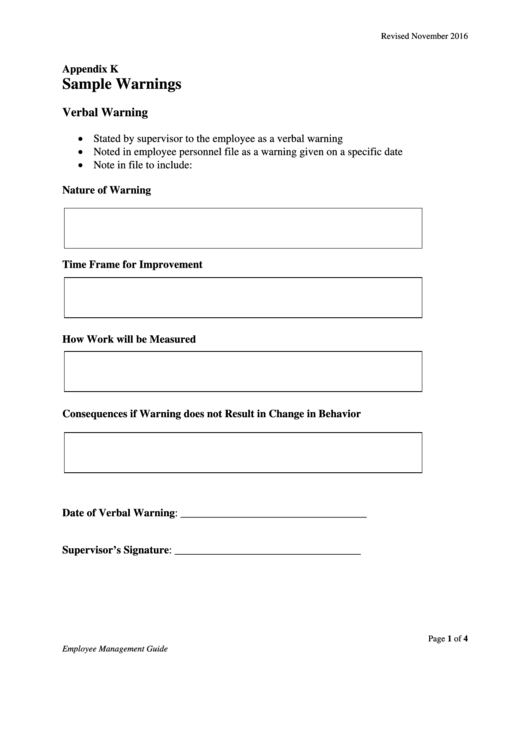 Sample Verbal Warning Forms And Templates Fillable Printable Images
