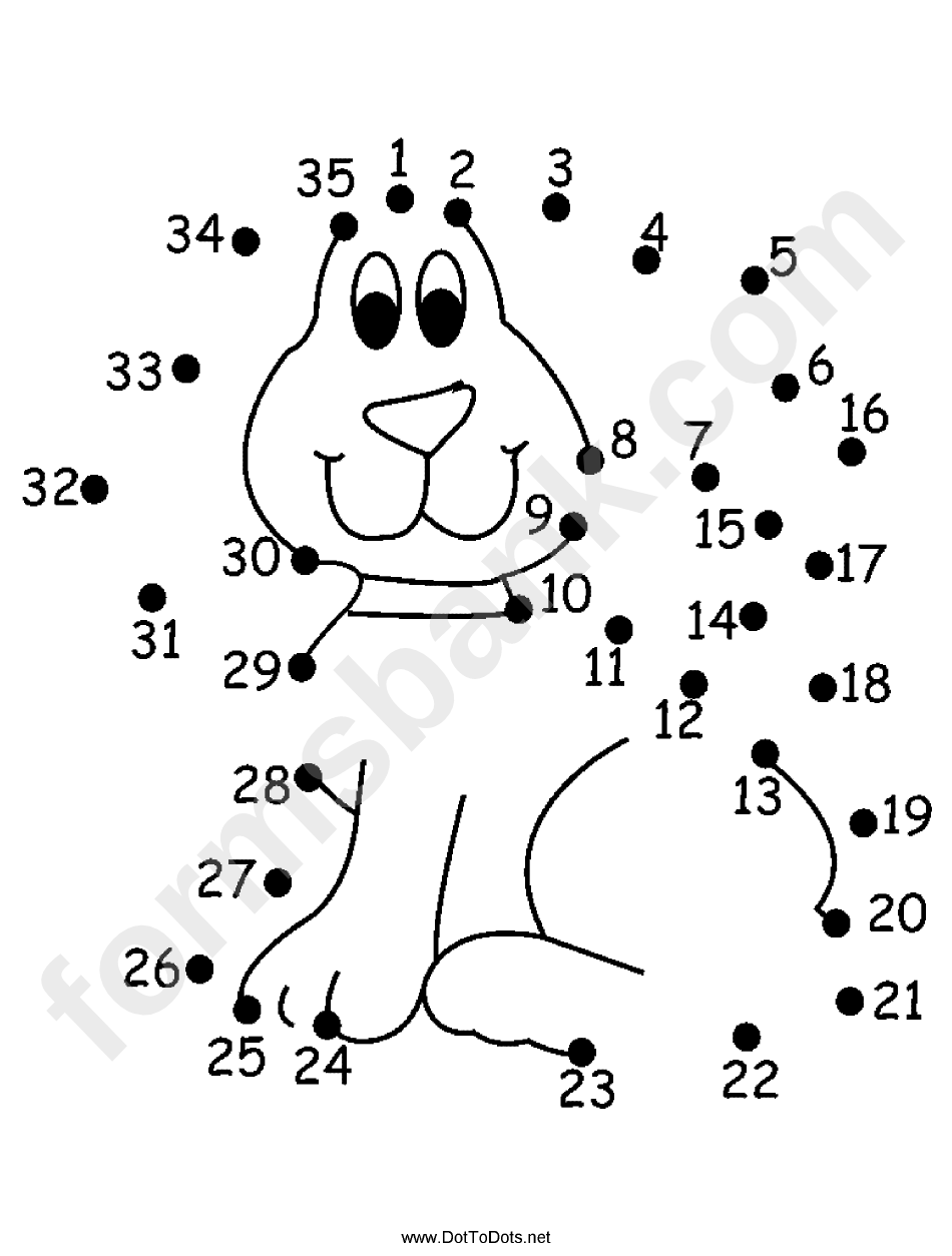 Puppy Dog Dot-To-Dot Sheet printable pdf download