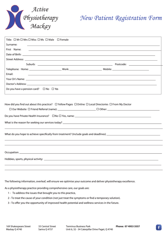 New Patient Registration Form Printable Pdf Download