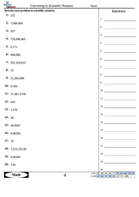 Converting To Scientific Notation Worksheet With Answer Key printable ...