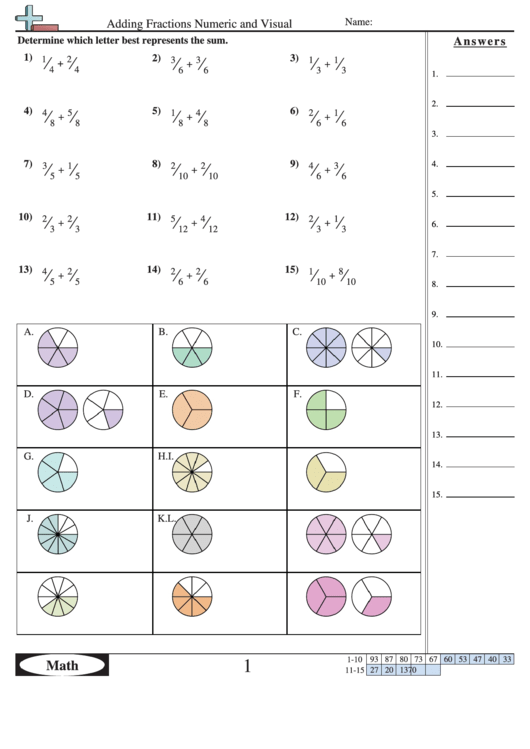 Adding Fractions Numeric And Visual printable pdf download