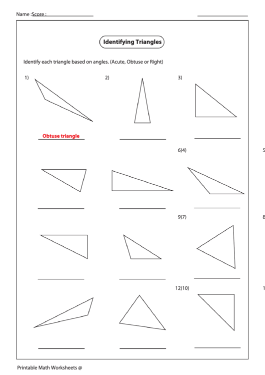 Identifying Triangles Worksheet Template Printable Pdf Download