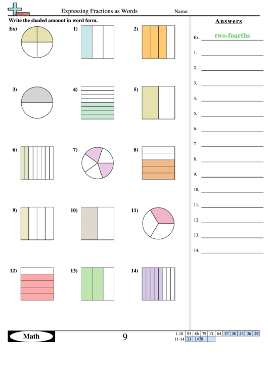 Expressing Fractions As Words Worksheet printable pdf download