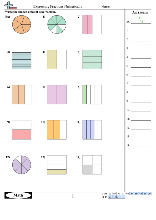 Expressing Fractions Numerically printable pdf download