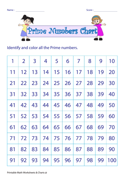 Prime Numbers Chart Printable Pdf Download