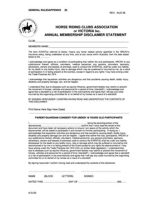 Annual Membership Disclaimer Statement printable pdf download