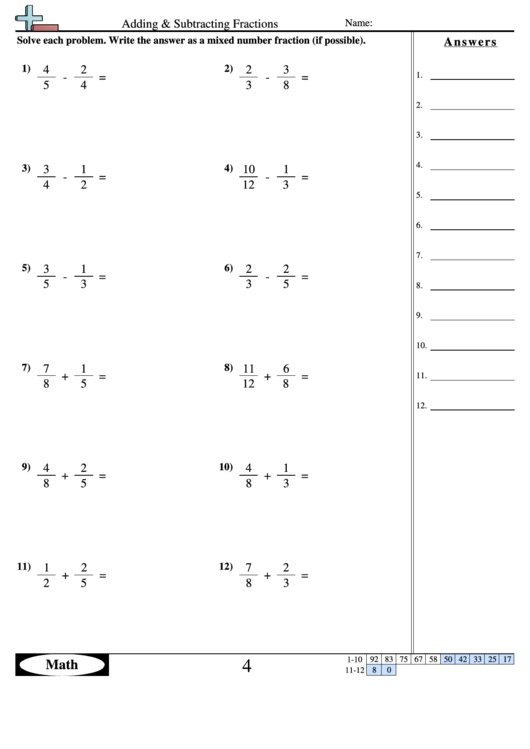 Adding And Subtracting Fractions With Unlike Denominators 15 Adding 