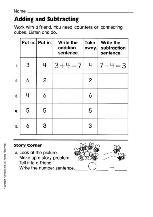 Adding & Subtracting Inverses Worksheet With Answer Key printable pdf ...