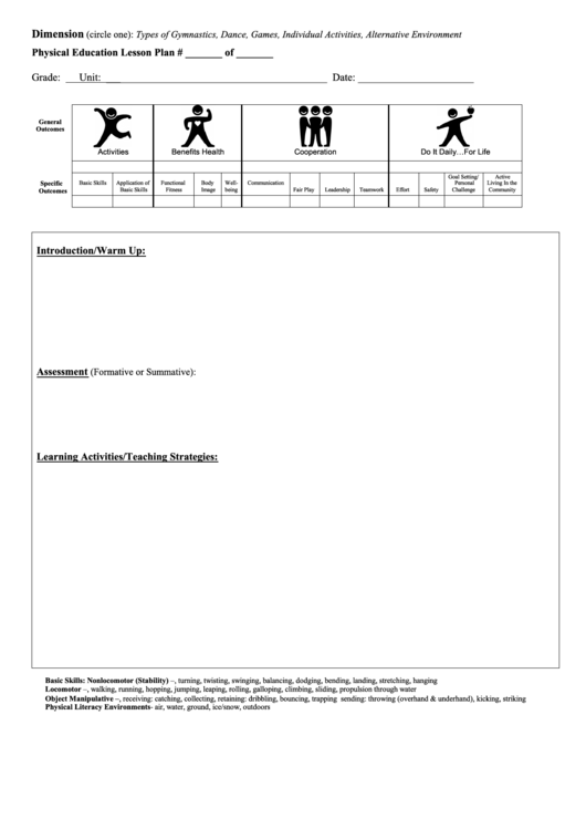 Lesson Plan Template For Pe Printable Pdf Download