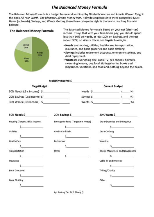 The Balanced Money Formula printable pdf download