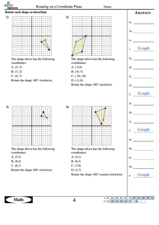 Rotating On A Coordinate Plane Worksheet printable pdf download