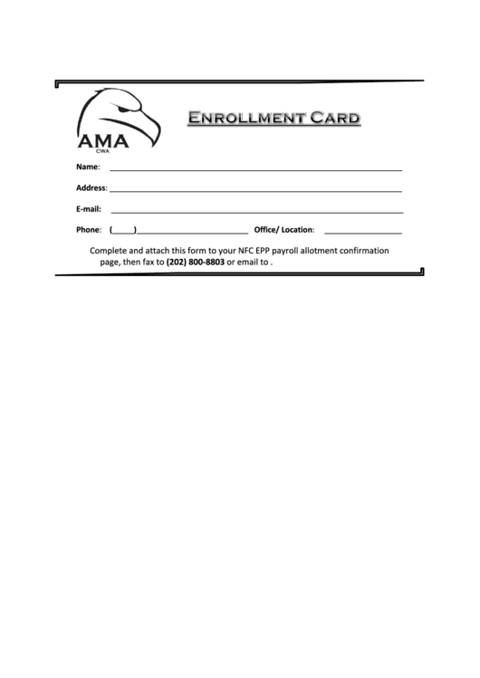 Enrollment Card printable pdf download
