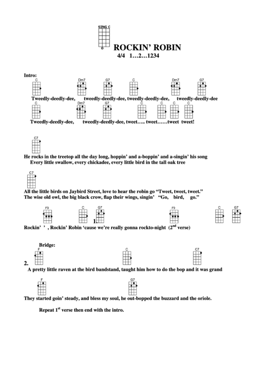 Rockin' Robin Chord Chart printable pdf download