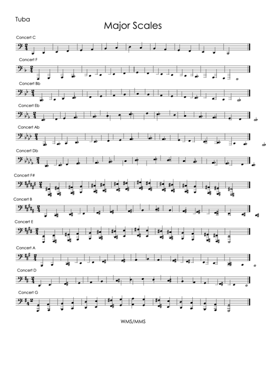 Major Scales printable pdf download
