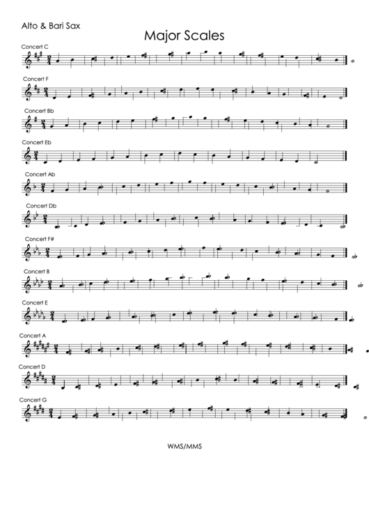 Major Scales printable pdf download