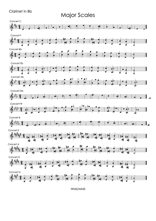Major Scales printable pdf download