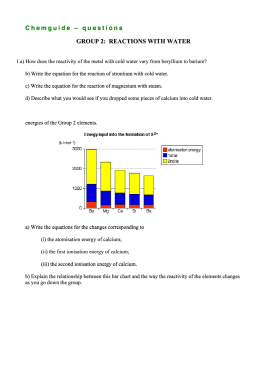 Chemguide - Reactions With Water printable pdf download