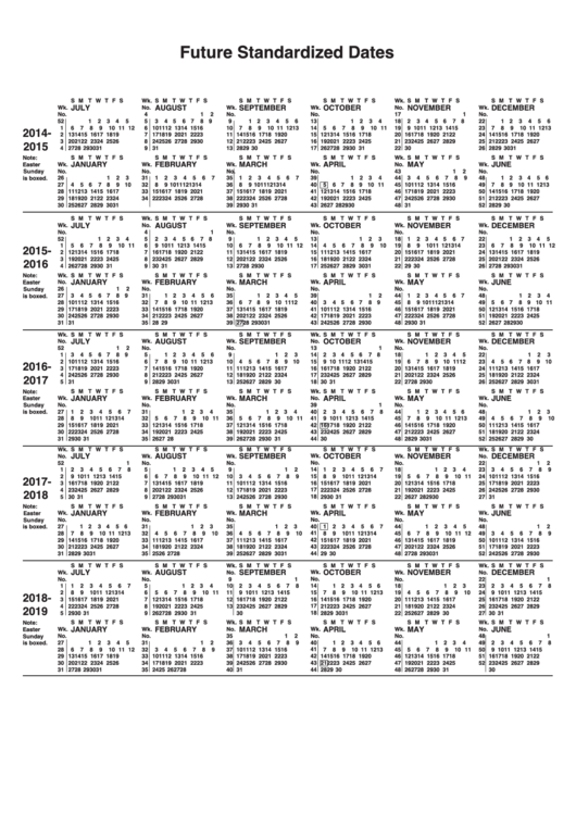 10 Year Standardized Calendar 2014 2024 Printable Pdf Download