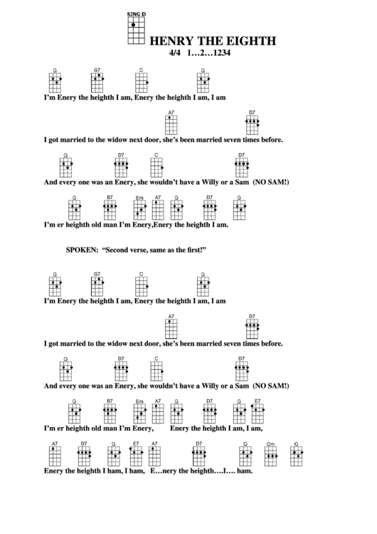 Henry The Eighth Chord Chart printable pdf download