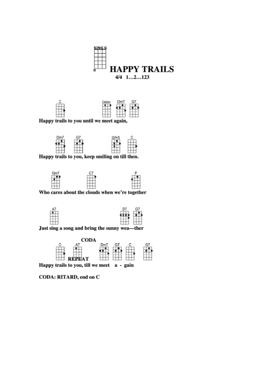 Happy Trails Chord Chart printable pdf download