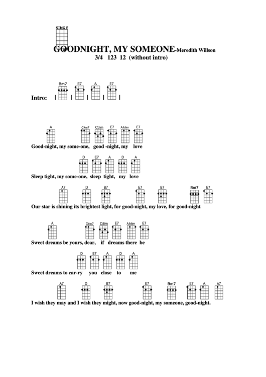 Goodnight, My Someone - Meredith Willson Chord Chart printable pdf download