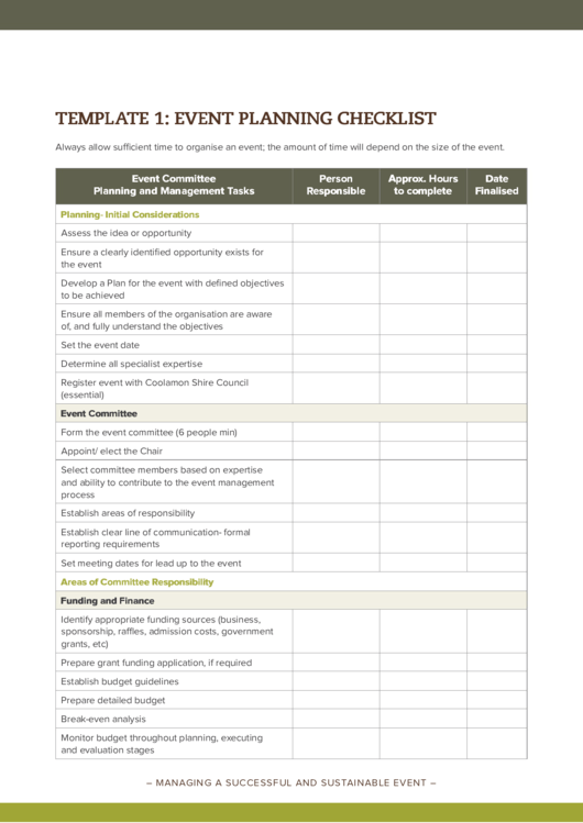 Event Planning Checklist Template Printable Pdf Download