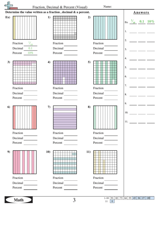 Expanded Form Worksheets Fraction, Decimal & Percent (Visual) printable ...