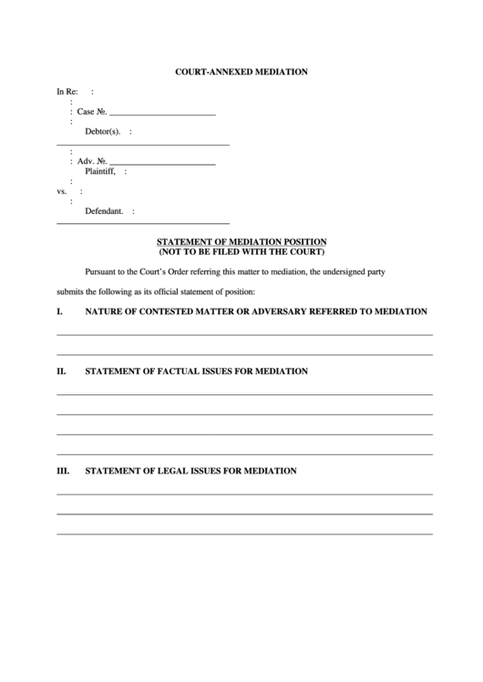 Top Statement Of Position Mediation Free To Download In PDF Format