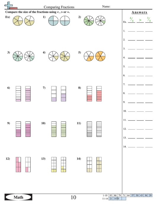 Comparing Visual Fractions printable pdf download