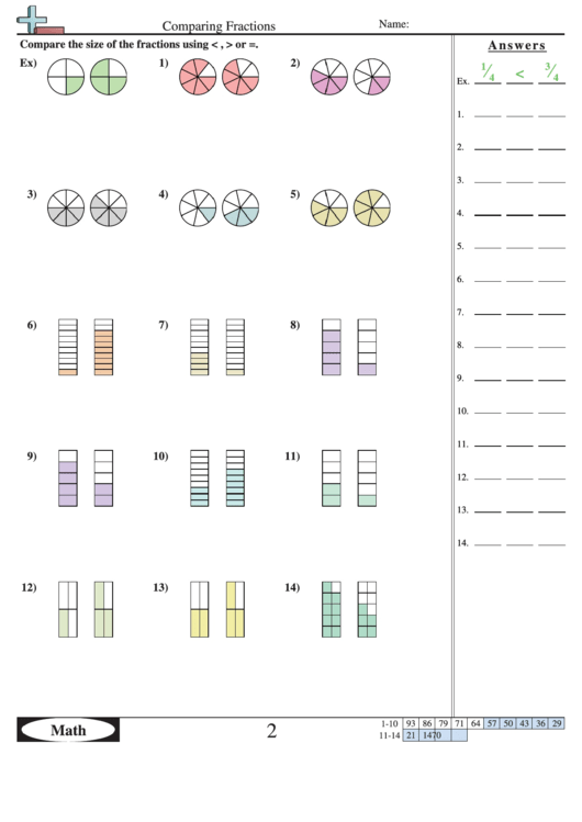 Comparing Visual Fractions Worksheet printable pdf download