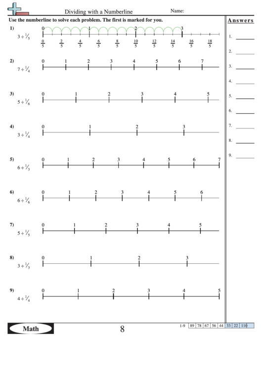 Dividing With A Numberline Worksheet With Answer Key printable pdf download
