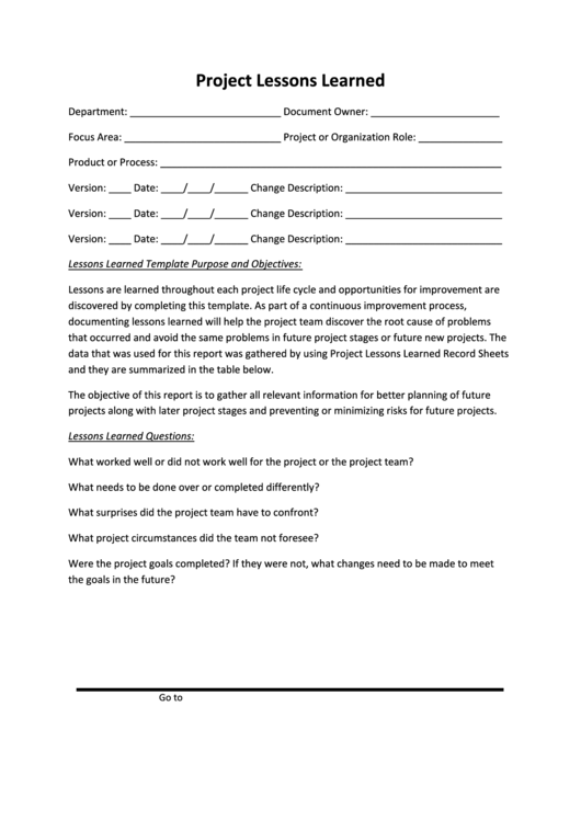 Top Lessons Learned Templates free to download in PDF format