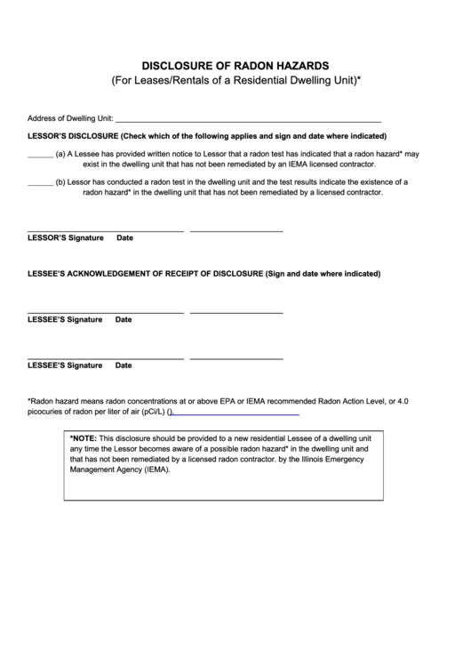 Disclosure Of Radon Hazards printable pdf download