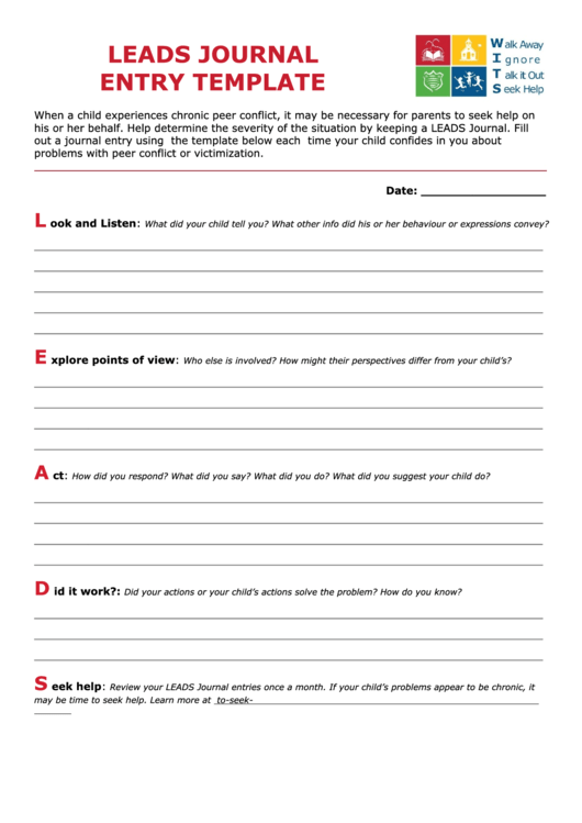 Leads Journal Entry Template printable pdf download
