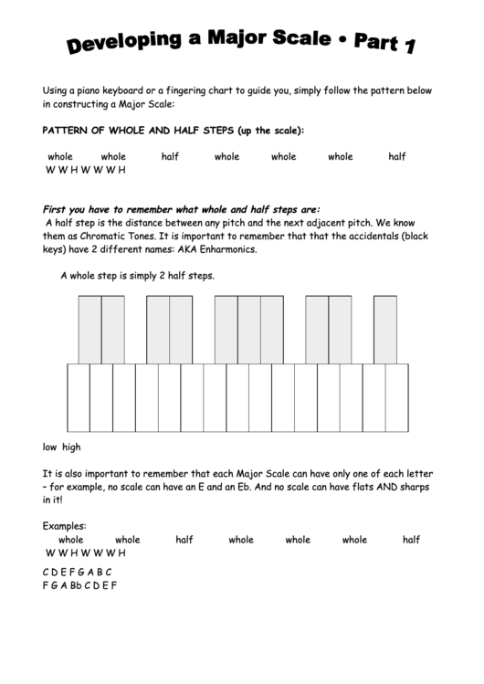 Developing A Major Scale printable pdf download