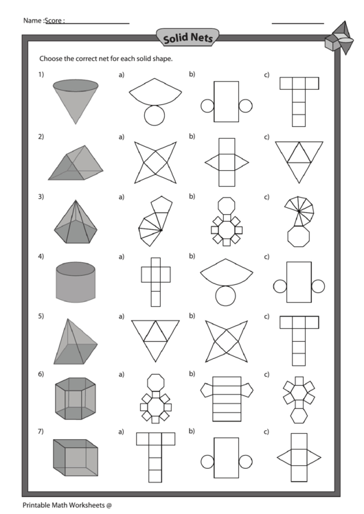 Solid Nets Worksheet With Answer Key Printable Pdf Download