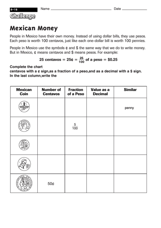 Mexican Money printable pdf download
