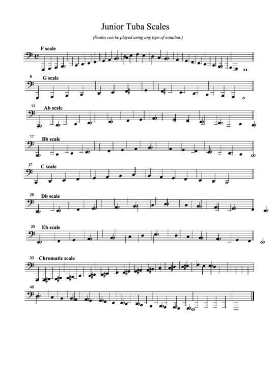 Junior Tuba Scales printable pdf download