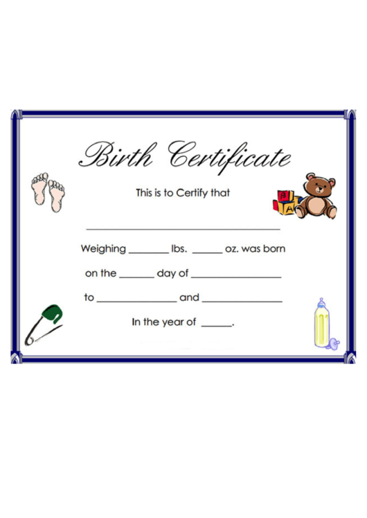 Fillable Birth Certificate Template printable pdf download