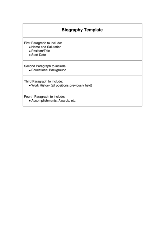Biography Template Printable Pdf Download
