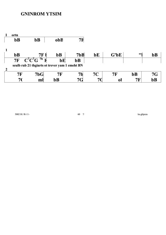 Misty Morning Jazz Chord Chart printable pdf download